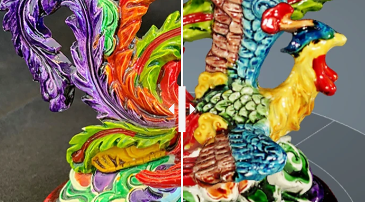 3D scan compared to photo real model